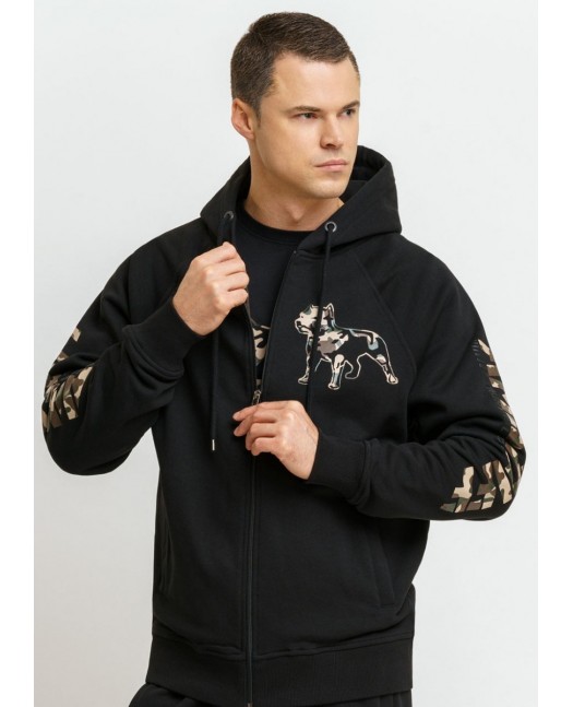 Amstaff Camo Logo ZipHoodie Black