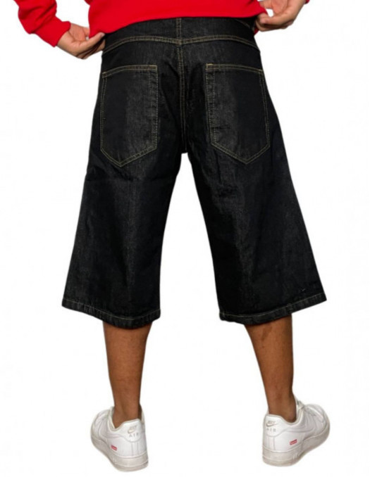 BSAT Script Logo Baggy Jorts Denim Shorts BlackNYellow