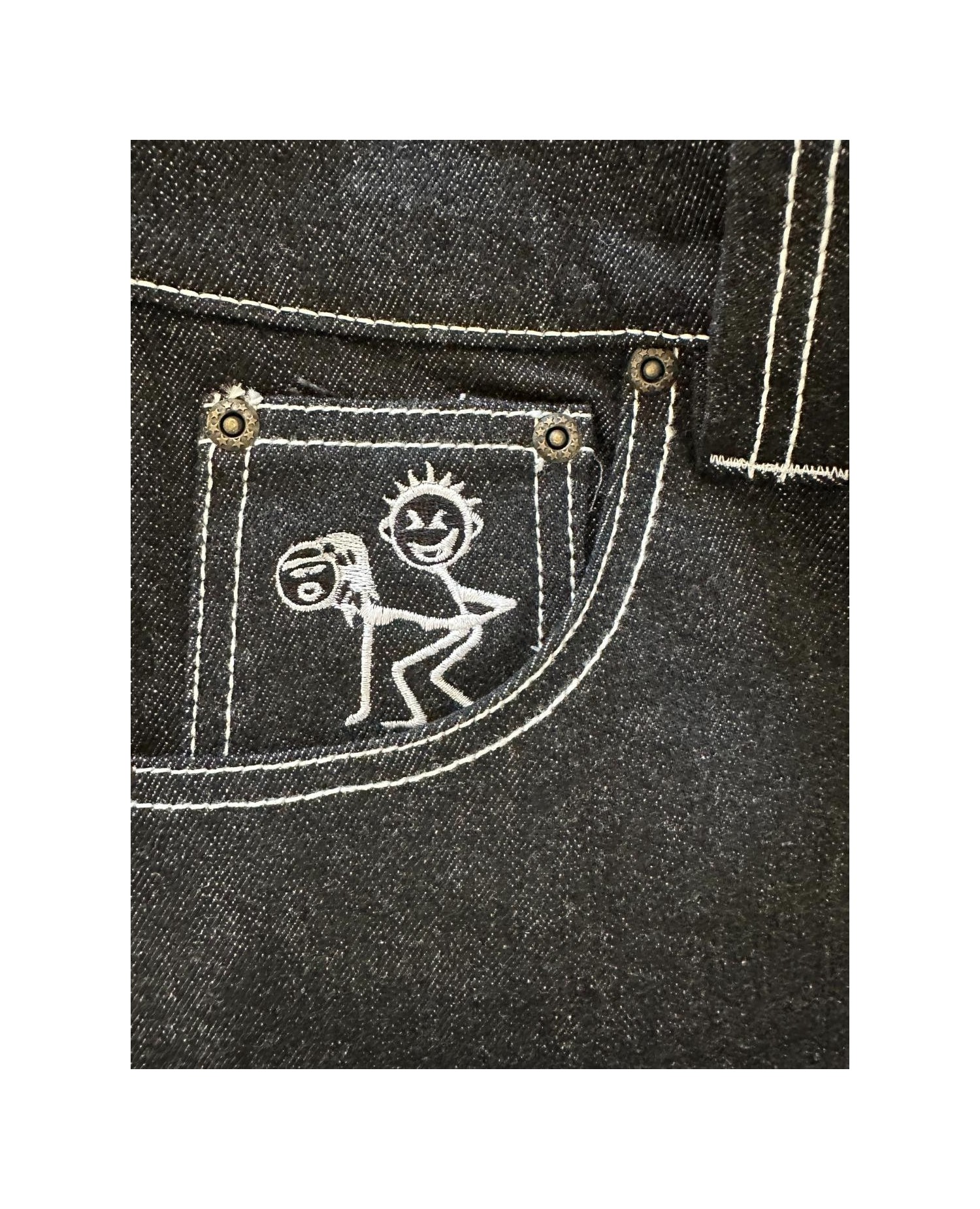 BSAT Stickman Jorts The F**K Raw Black Denim Shorts *Limited Edition*