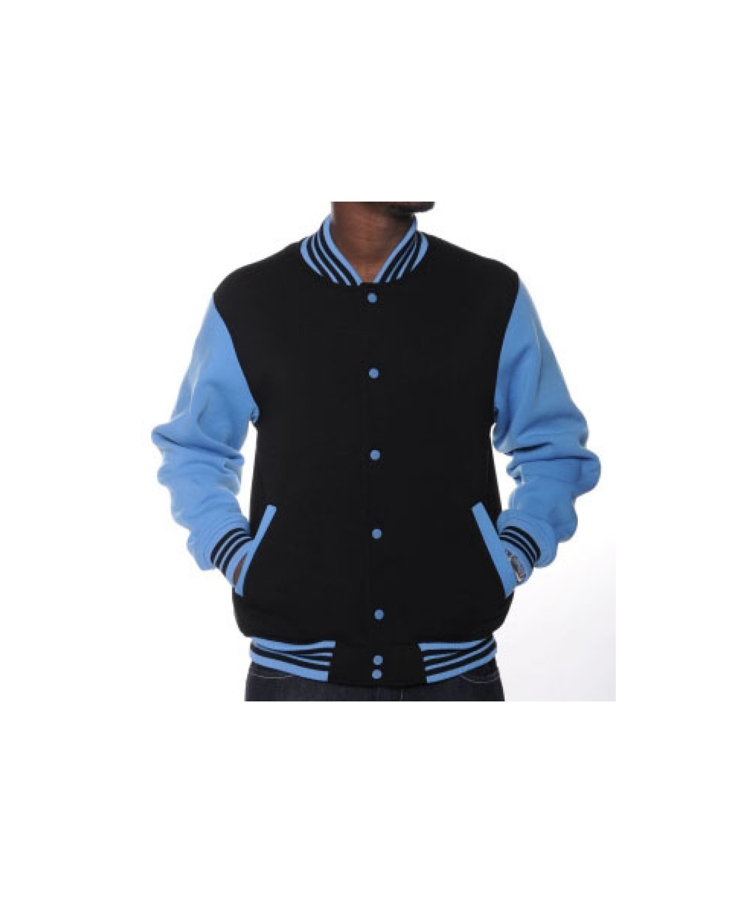 Raw Blue Baseball Varsity Jacket Aqua