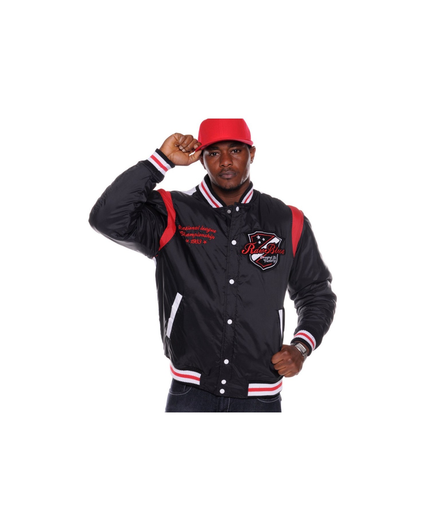 Raw Blue Heritage Varsity Jacket Nylon Black