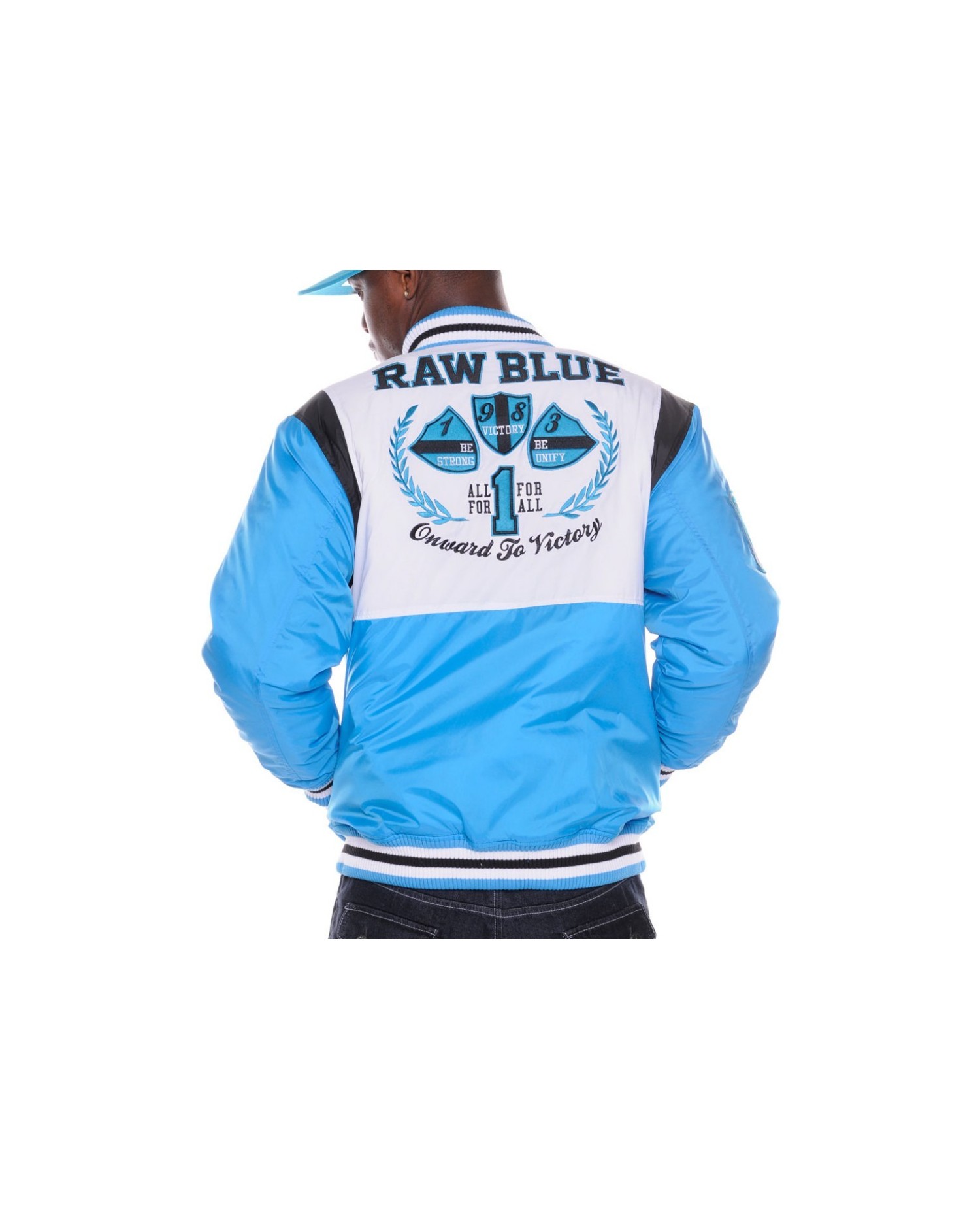 Raw Blue Heritage Varsity Jacket Nylon Aqua Blue