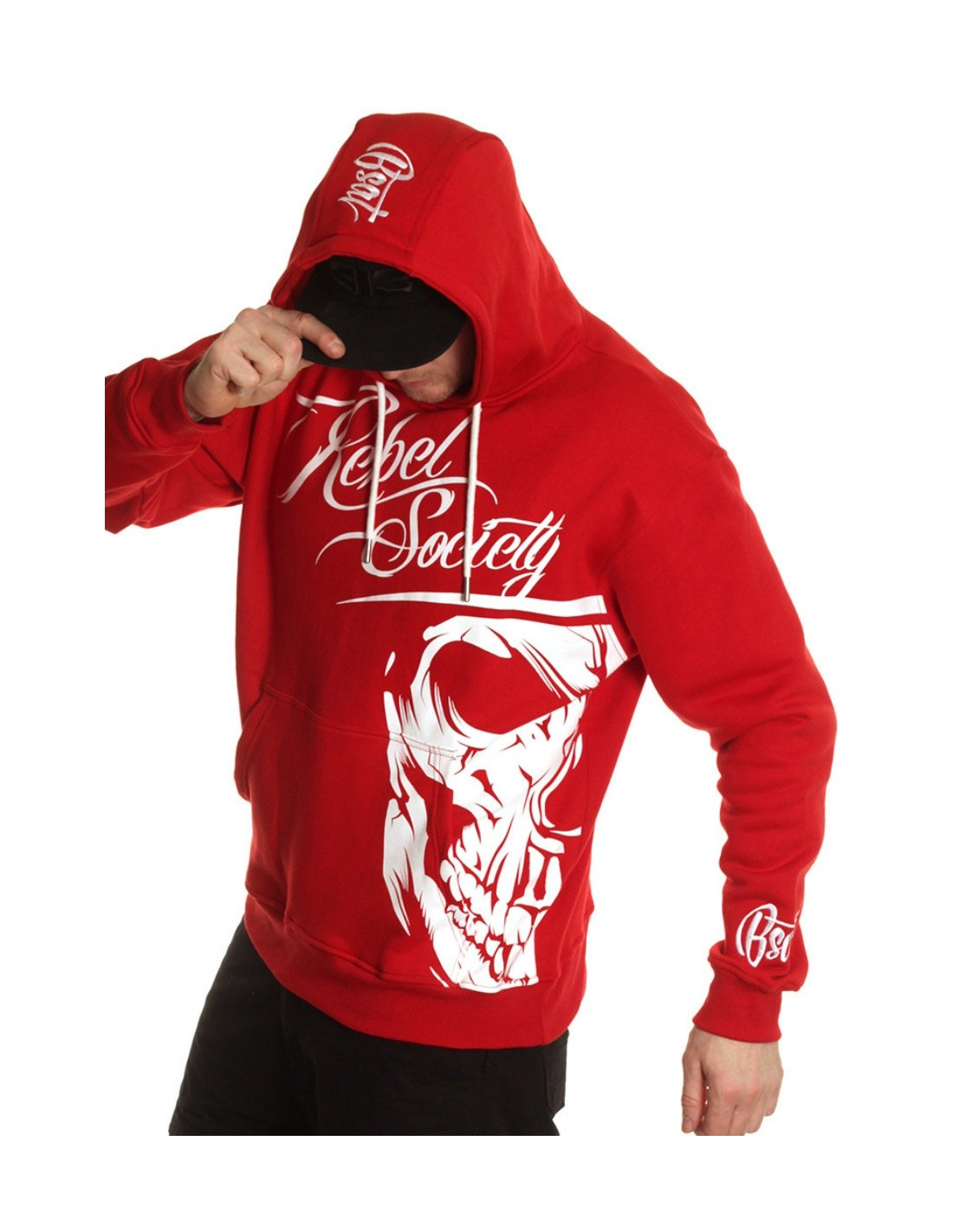 Rebel Society Skull Hoodie Red by BSAT