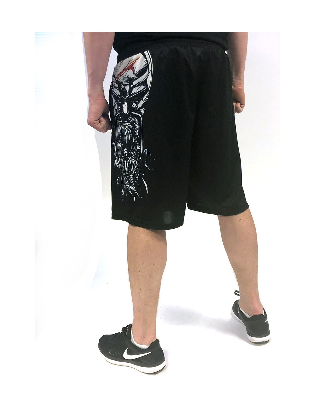 Black Mesh Shorts Struck Viking by Nordic Worlds