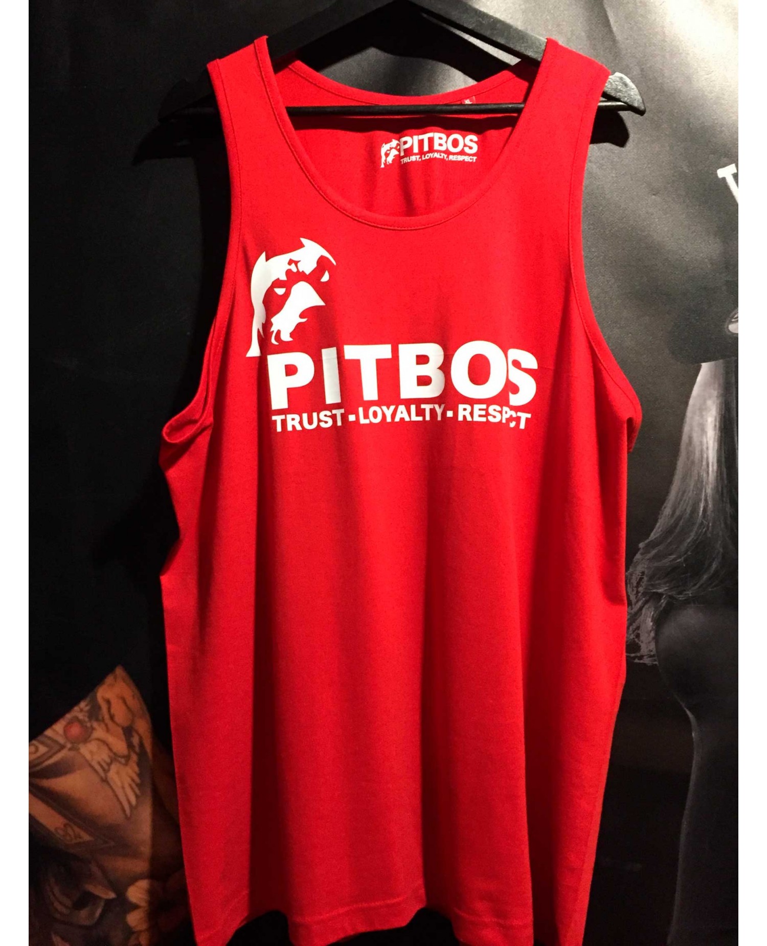 Pitbos Logo TankTop RedNWhite - RBLSUNTD009