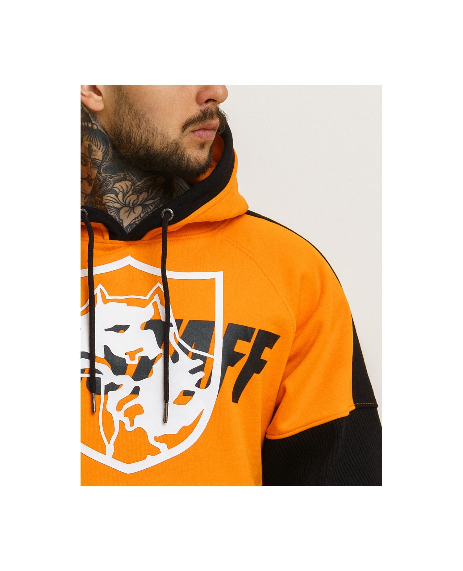 Amstaff Dog Logo Hoodie OrangeNBlack