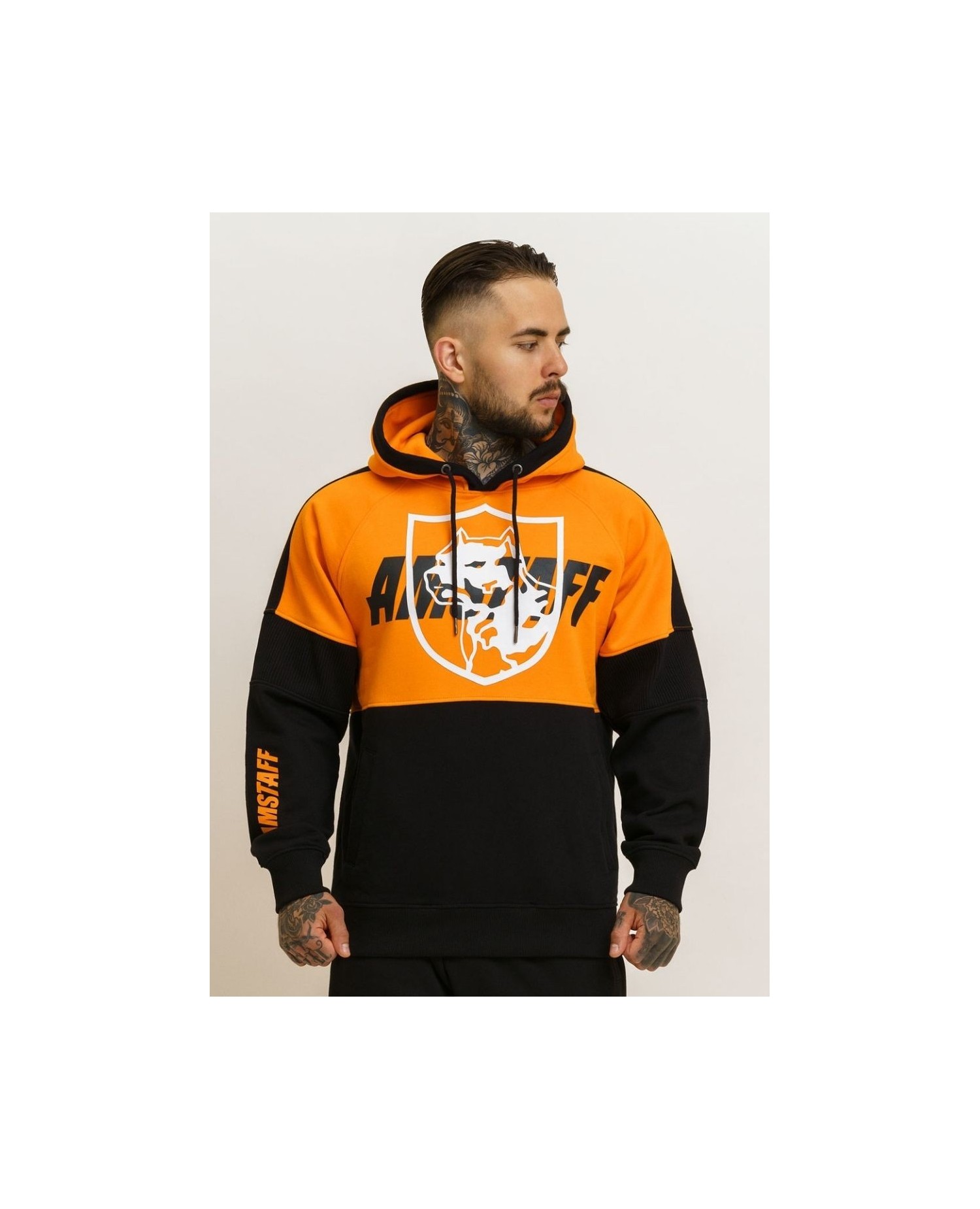Amstaff Dog Logo Hoodie OrangeNBlack