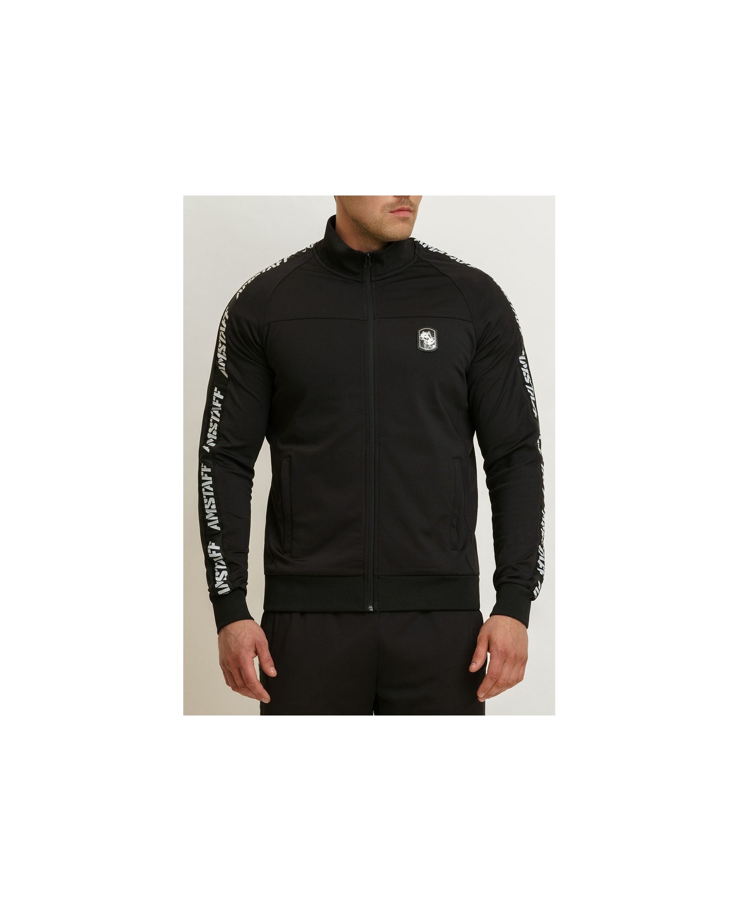 Striped Logo Track Jacket by Amstaff Black