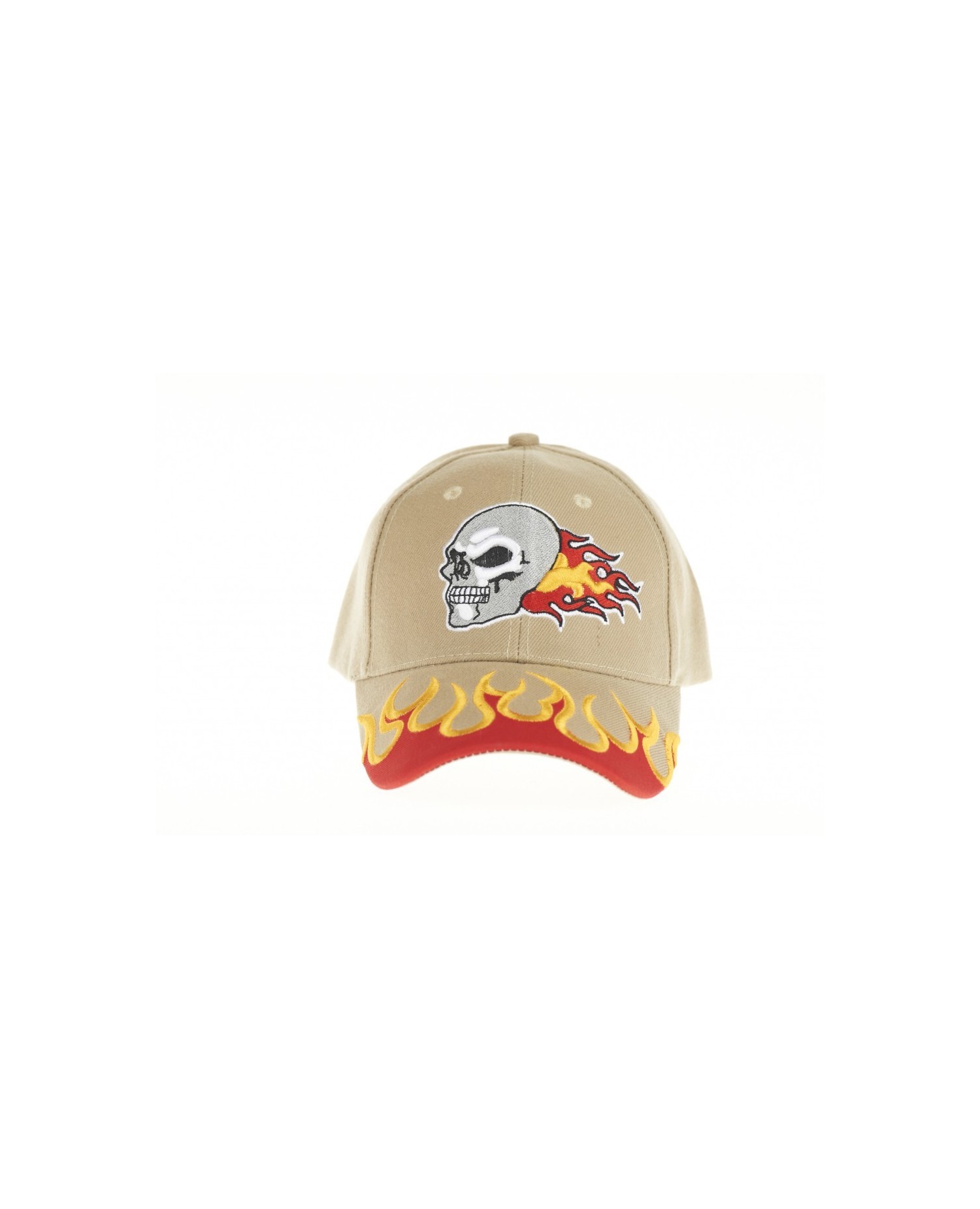 Baseball cap, Flamin Skull Beige