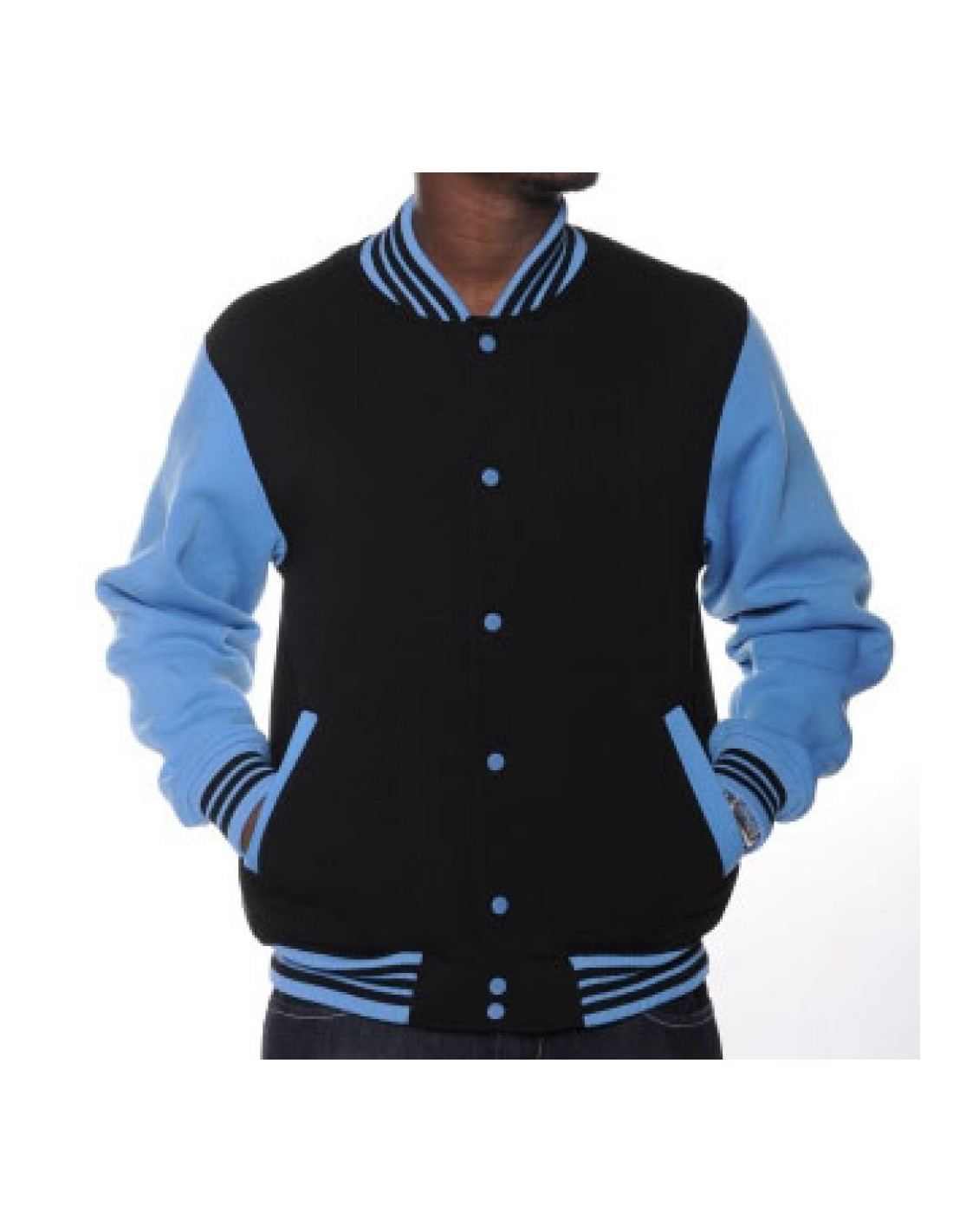 Raw Blue Baseball Varsity Jacket Aqua