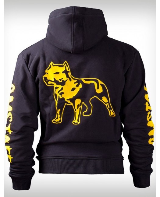 Amstaff Zip Hoodie Yellow Logo Black